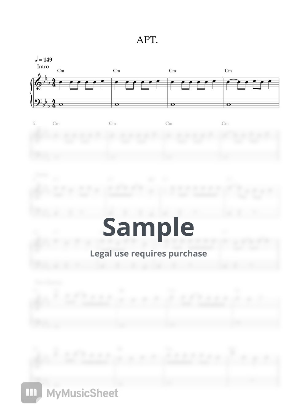 ROSE & Bruno Mars - APT. (EASY PIANO SHEET) 악보 by Pianella Piano