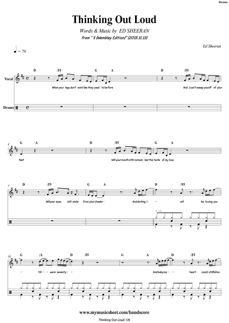Ed Sheeran - Thinking Out Loud | Band Score 악보