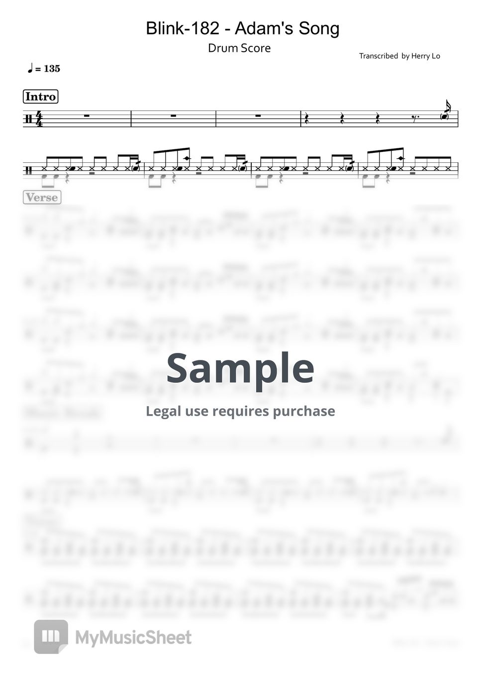 Blink-183 - Adam's Song Sheets by herrylo_drums
