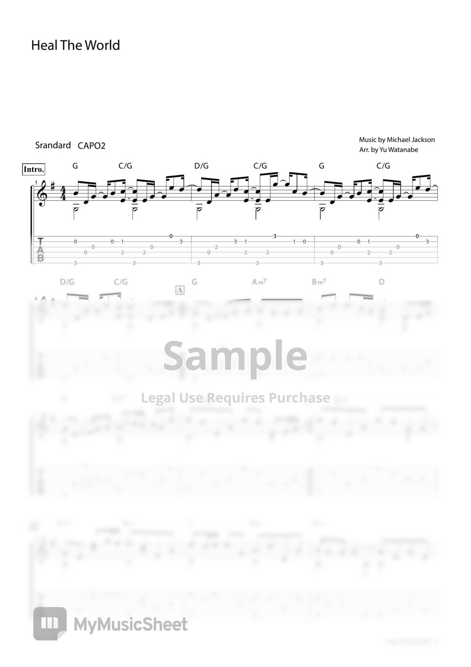Michael Jackson - HEAL THE WORLD Sheet Music by Yu Watanabe
