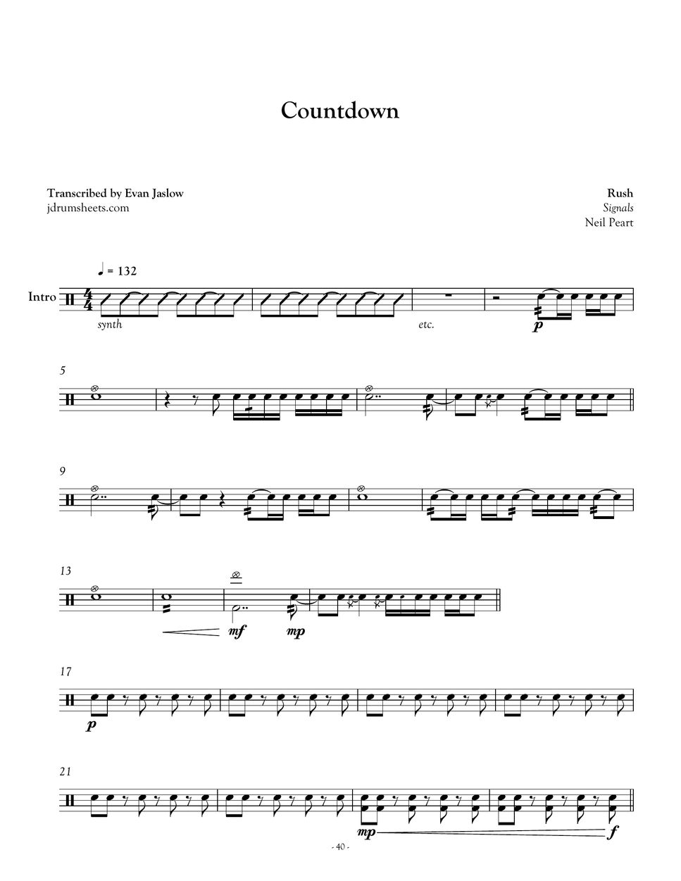 Rush - Countdown Sheets by Evan Aria Serenity