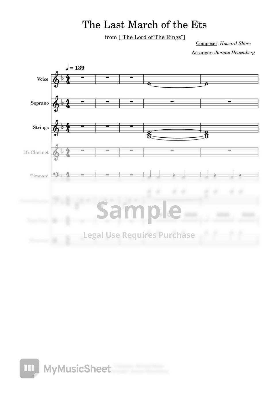Howard Shore - The Last March of The Ents Sheet Music by Jonnas Heisenberg