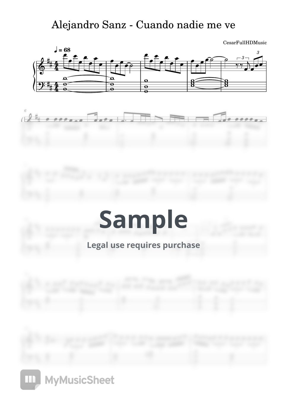 Alejandro Sanz - Cuando nadie me ve Sheets