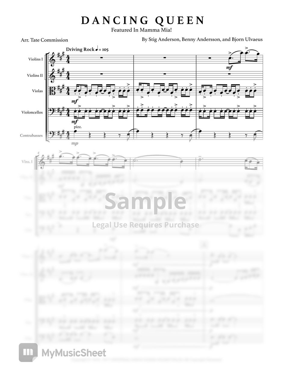 ABBA - Dancing Queen (string orchestra) Sheet Music by Tate Commission