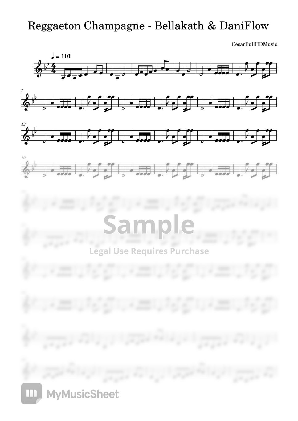 Bellakath & DaniFlow - Reggaeton Champagne Sheet Music