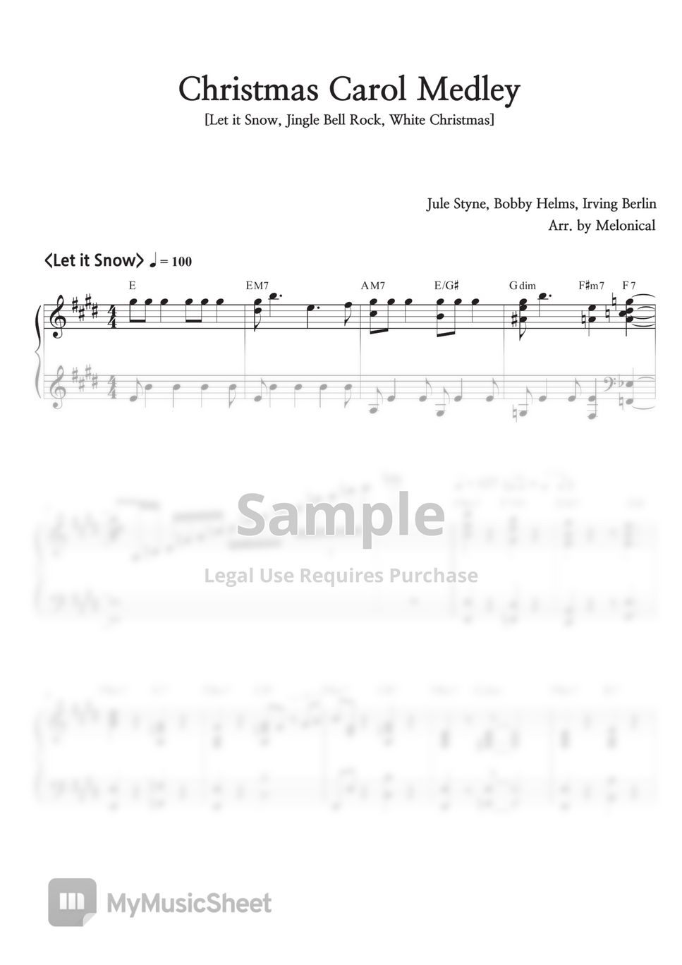 Melonical - Christmas Carol Medley Sheet by Melonical