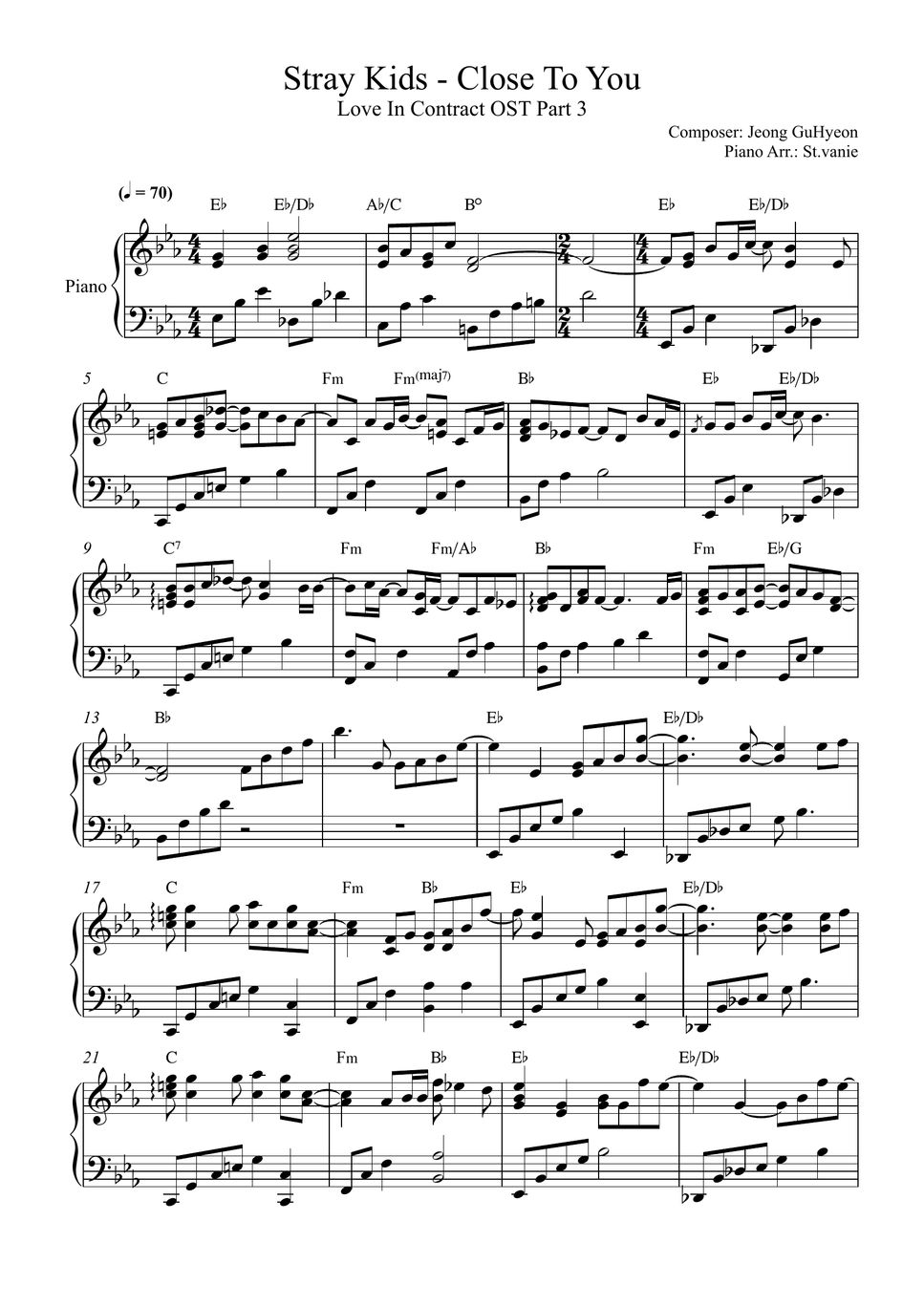 Stray Kids 'Seungmin 승민' - Close to You Sheet by St.vanie