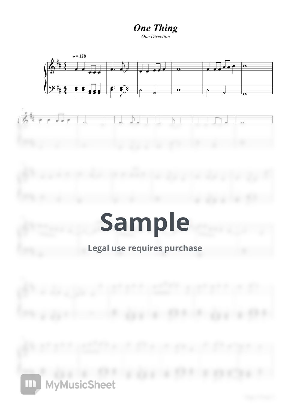 One Direction - One Thing (One Direction) Sheet Music by Yilun