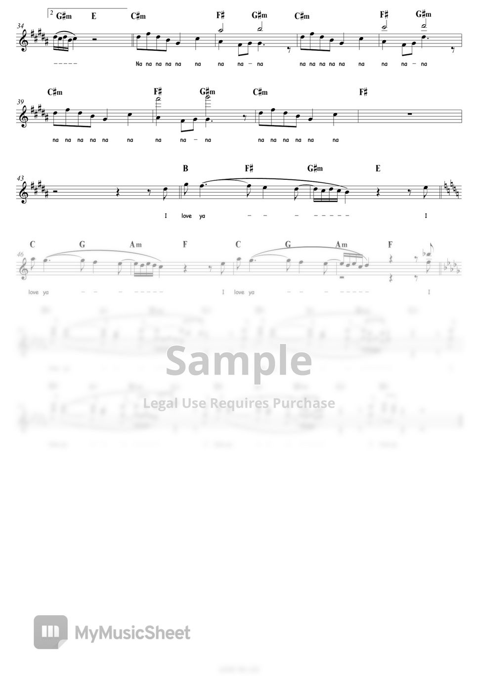 혁오 - LOVE YA! | 멜로디/MR Sheets by COVER SKILLS