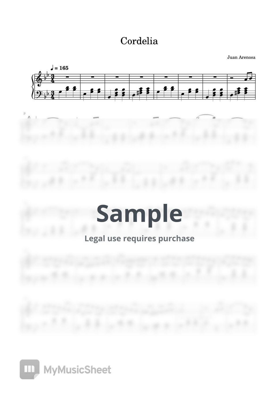 Juan Arenosa - Cordelia Sheet Music by Sheet Music Express