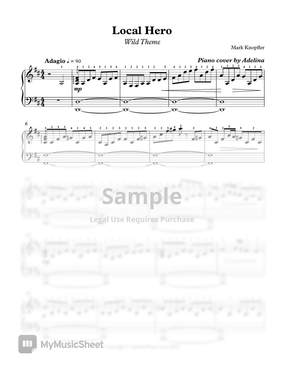 Mark Knopfler - Local Hero Partitura by Adelina Piano