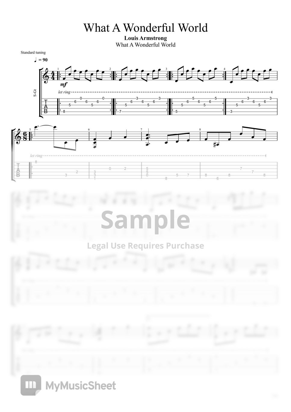 Louis Armstrong - What A Wonderful World Sheet Music by Nico Music