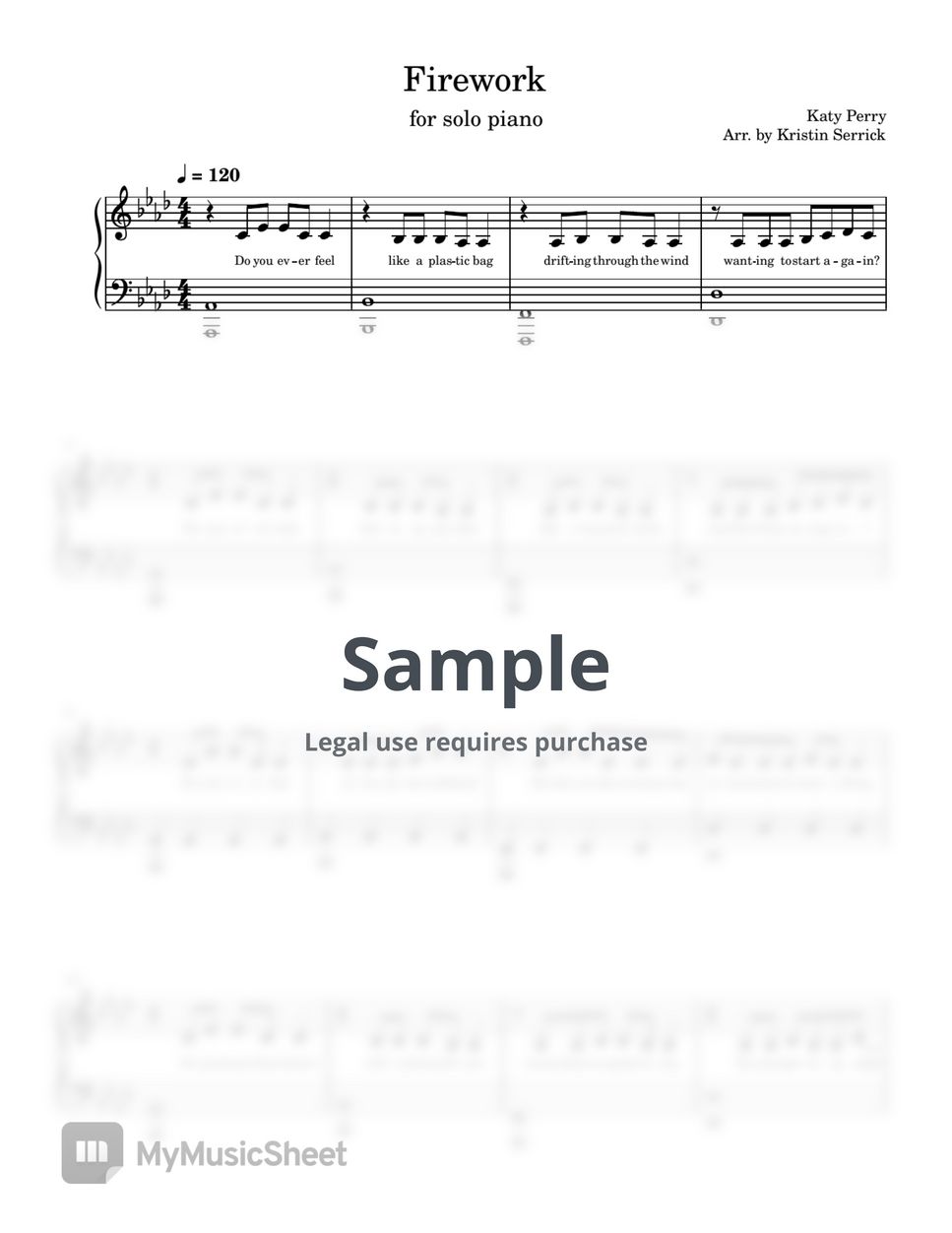 Katy Perry - Firework Sheet Music by Kristin Serrick