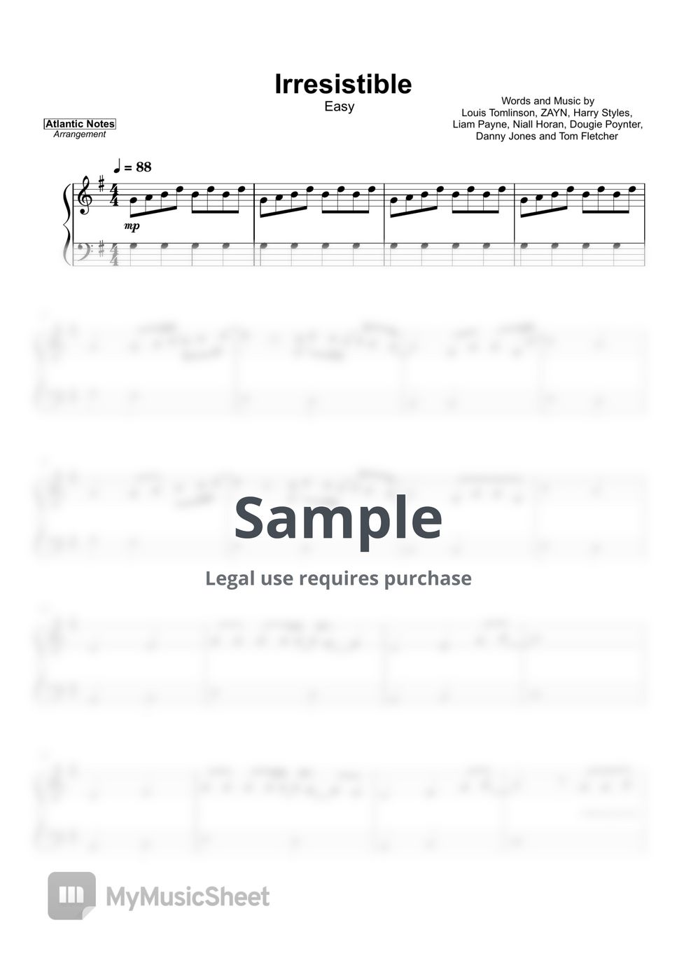 One Direction - Irresistible Sheet Music by Atlantic Notes