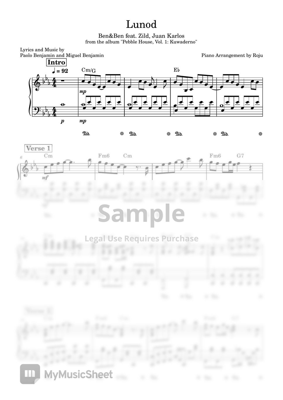 Ben&Ben, Zild, Juan Karlos - Lunod (Extended Version) (Piano Sheet Music with MIDI & MSCZ ...