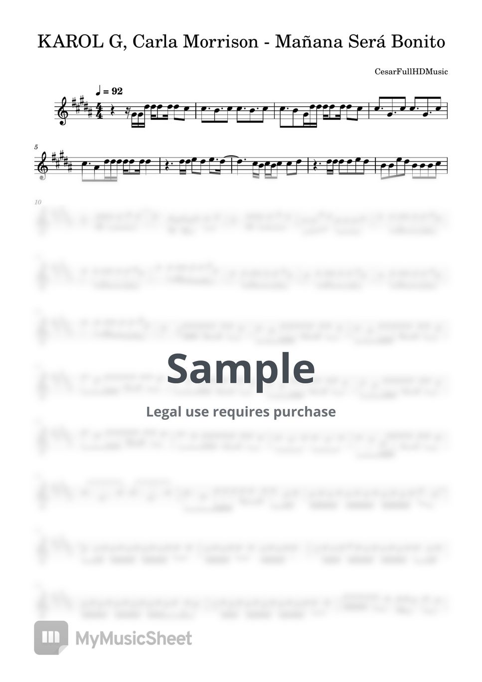 KAROL G, Carla Morrison - Mañana Será Bonito Sheets