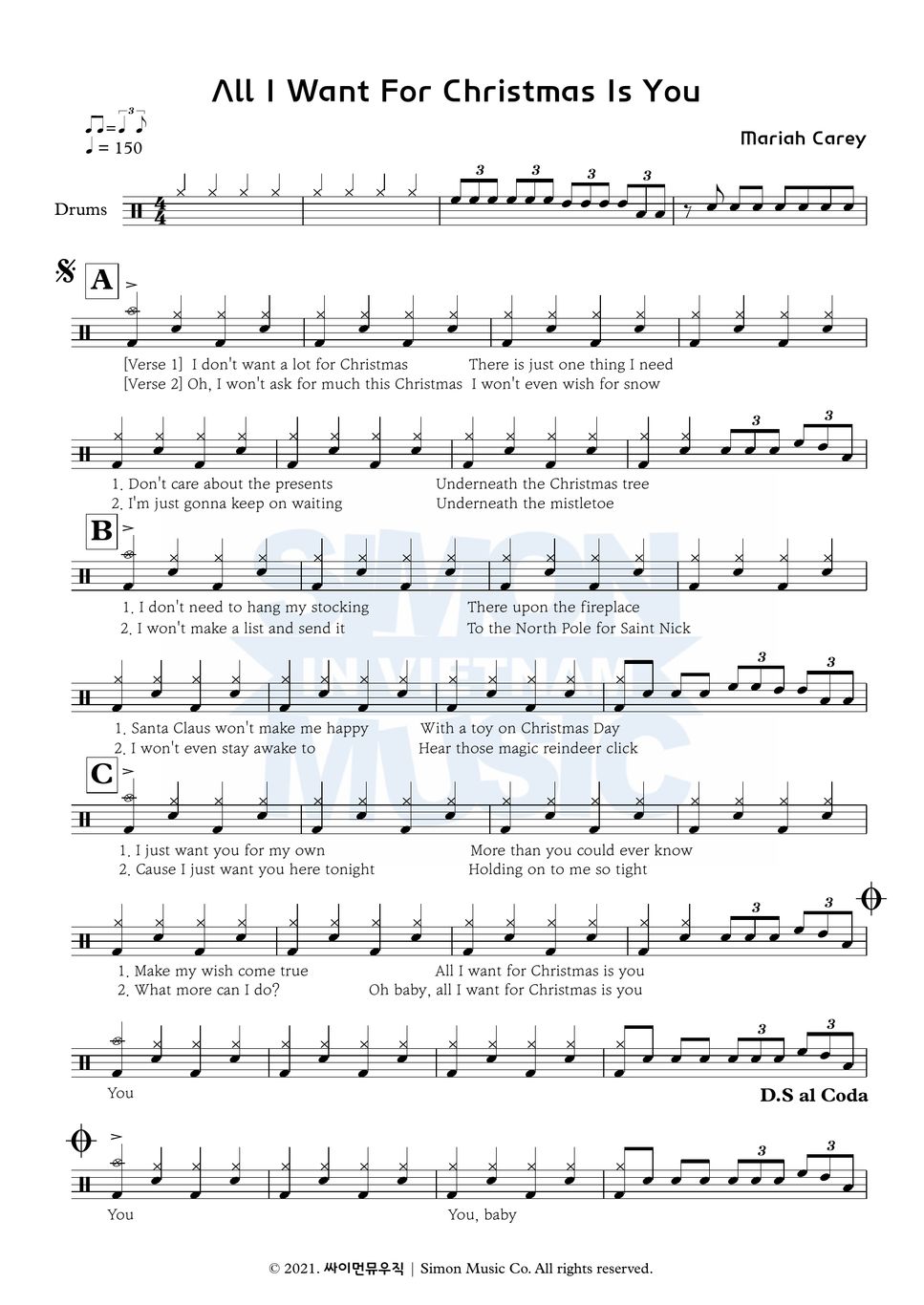 Mariah Carey - 107. All I Want For Christmas Is You Sheets by SIMON ...