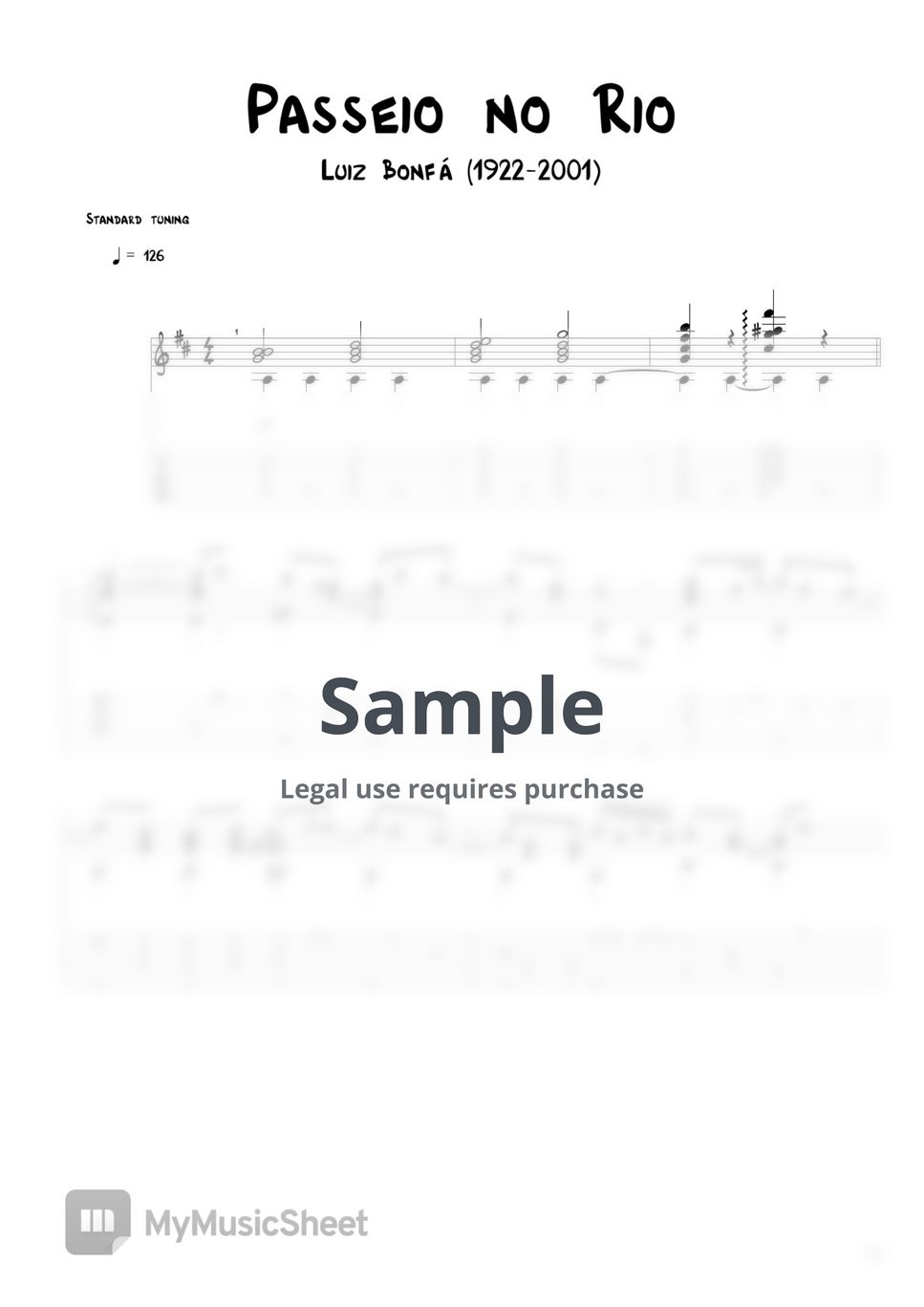 Luiz Bonfá - Passeio no Rio Tab + 1staff by Agape Guitar