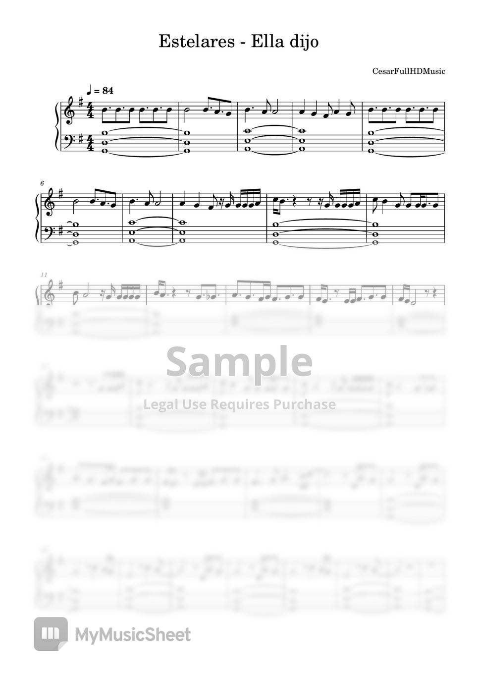 Estelares - Ella dijo Piano Sheet Music PDF | mymusic5
