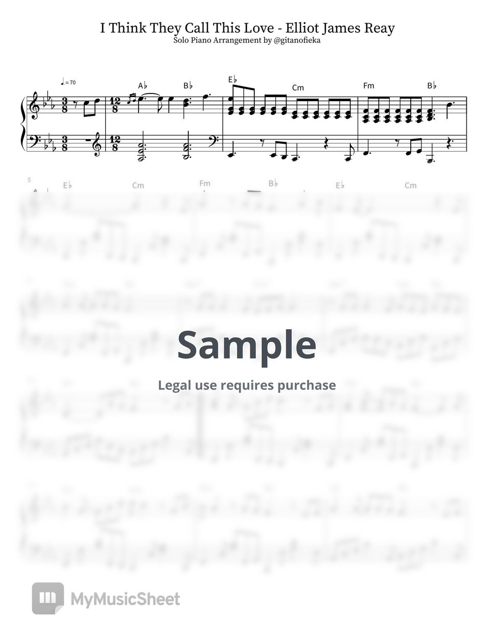 Elliot James Reay - I Think They Call This Love Sheet Music by Gita Nofieka