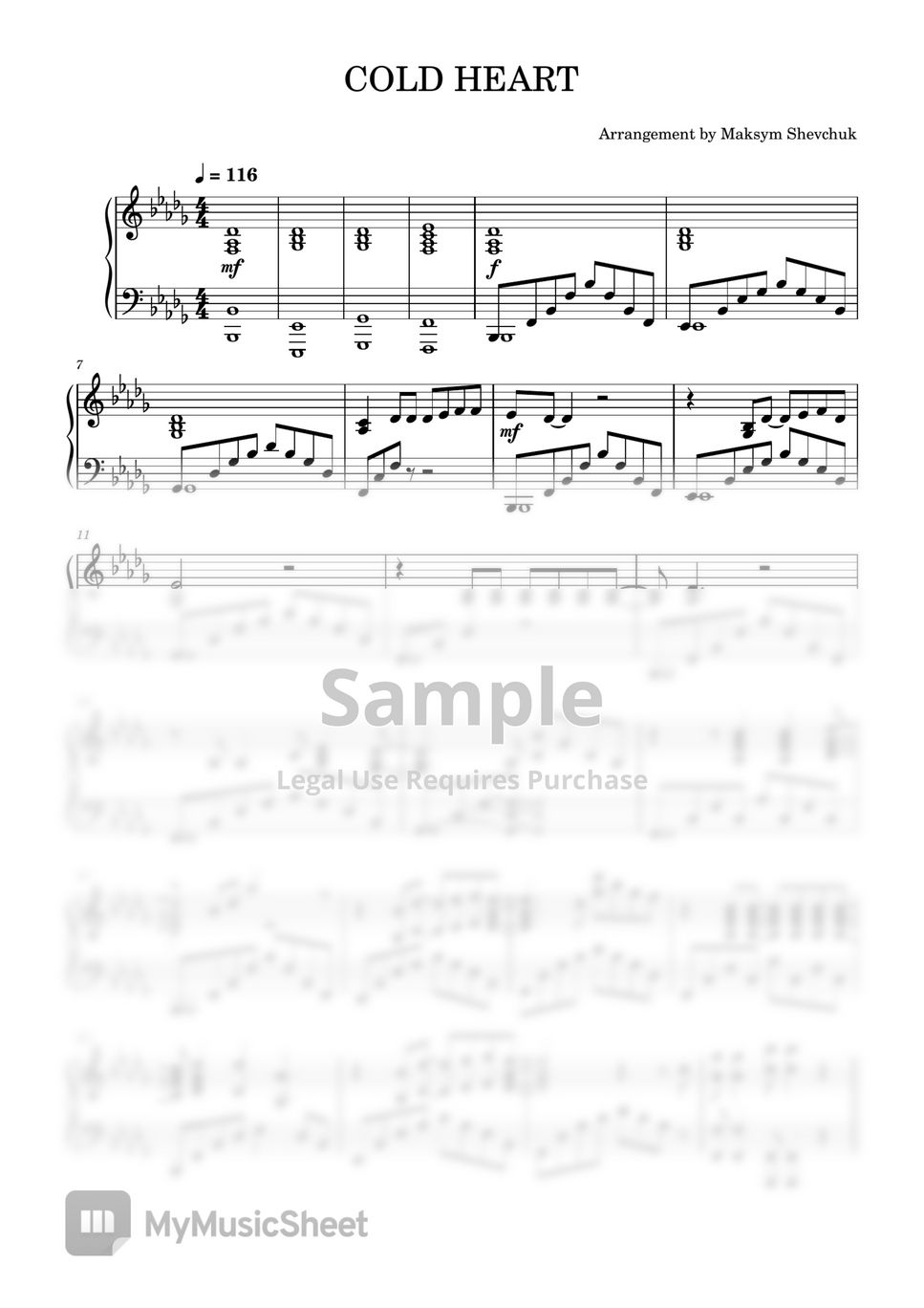 Elton John & Dua Lipa - Cold Heart Sheet Music by Maksym Shevchuk