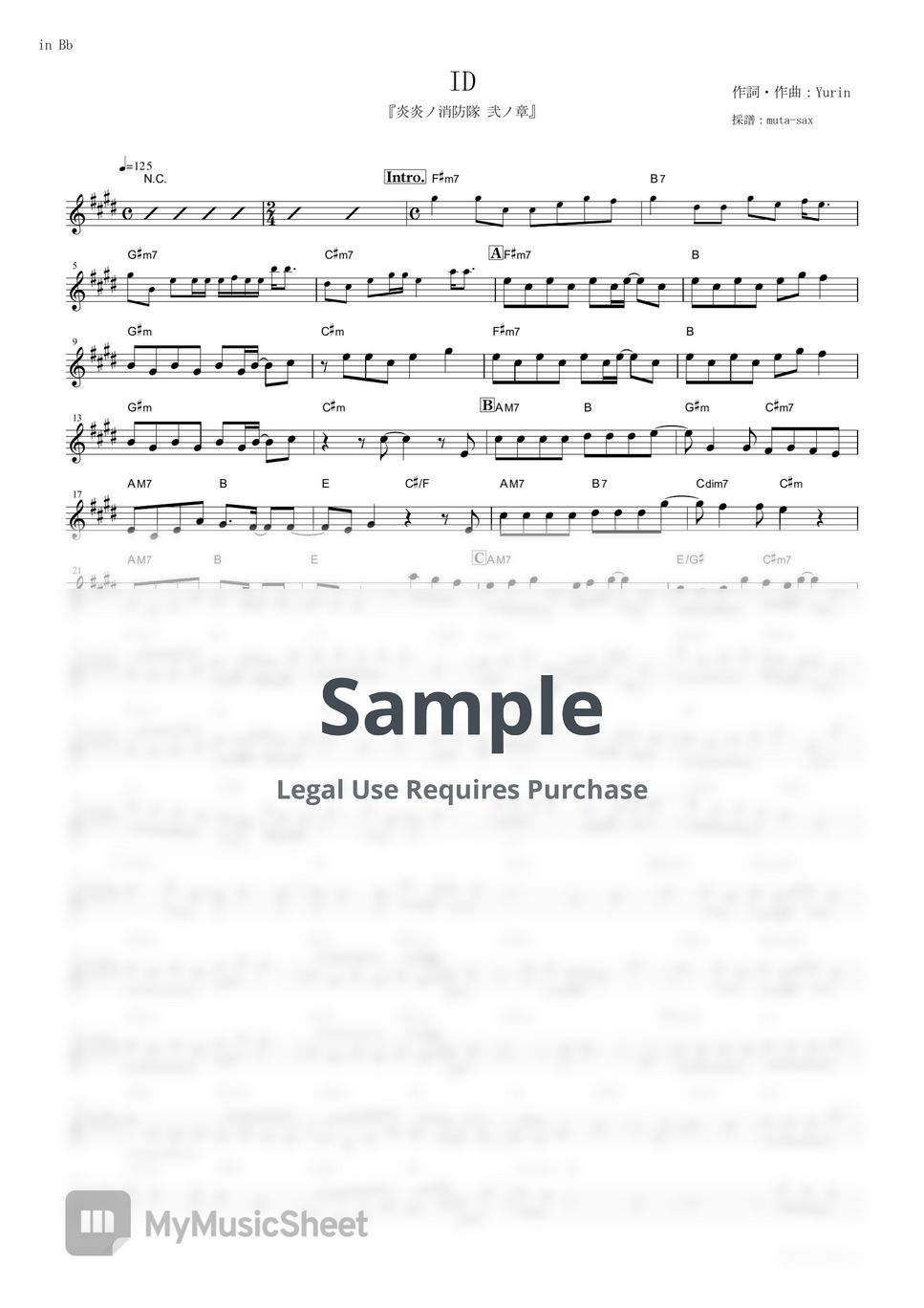 Cidergirl - ID (Fire Force Season 2 / in Bb) Hoja by muta-sax