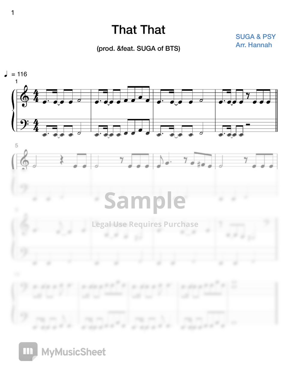 PSY - That That (easy / short) Sheets by Hannah