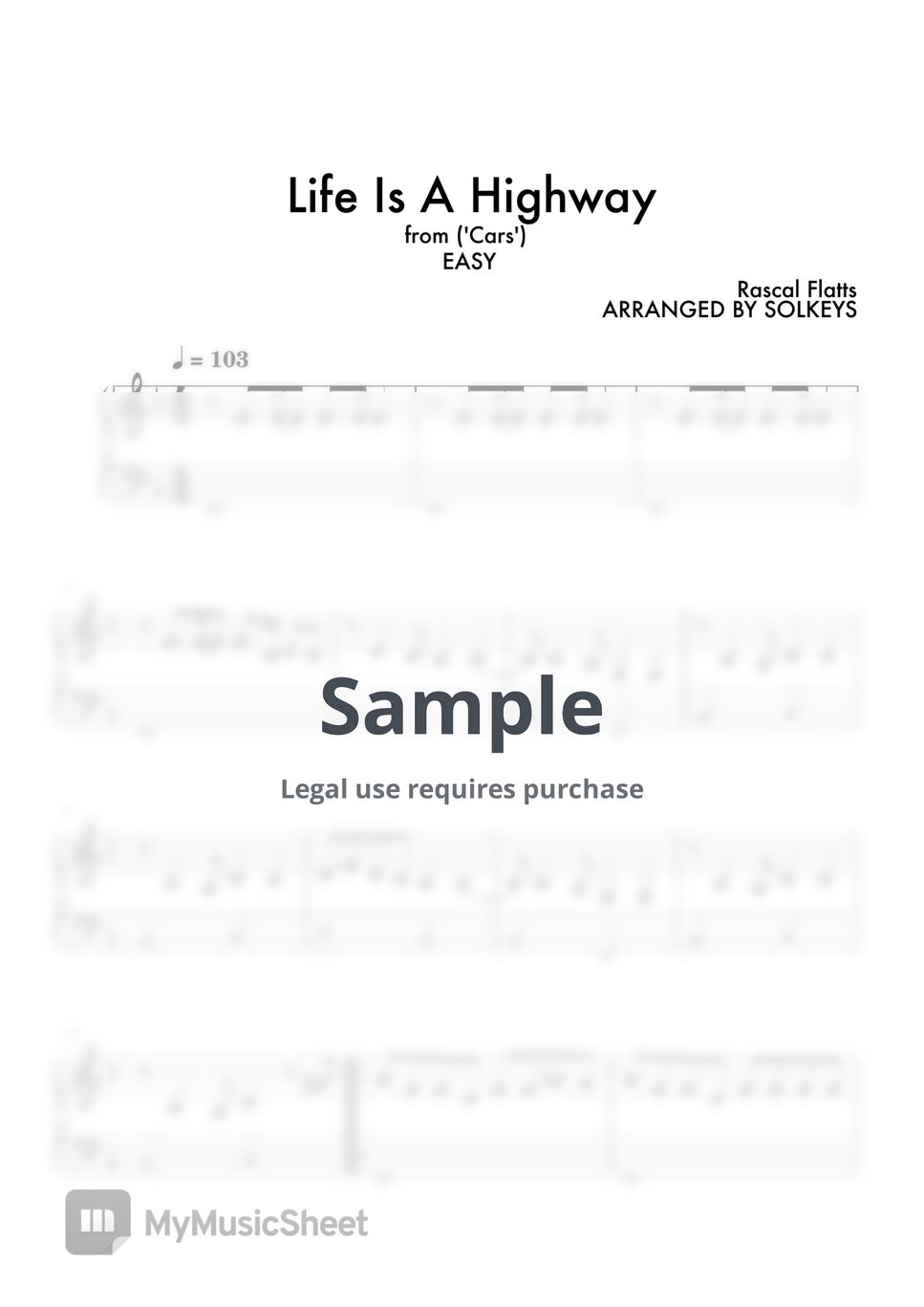Rascal Flatts - Life Is A Highway ('Cars') 楽譜 by SolKeys