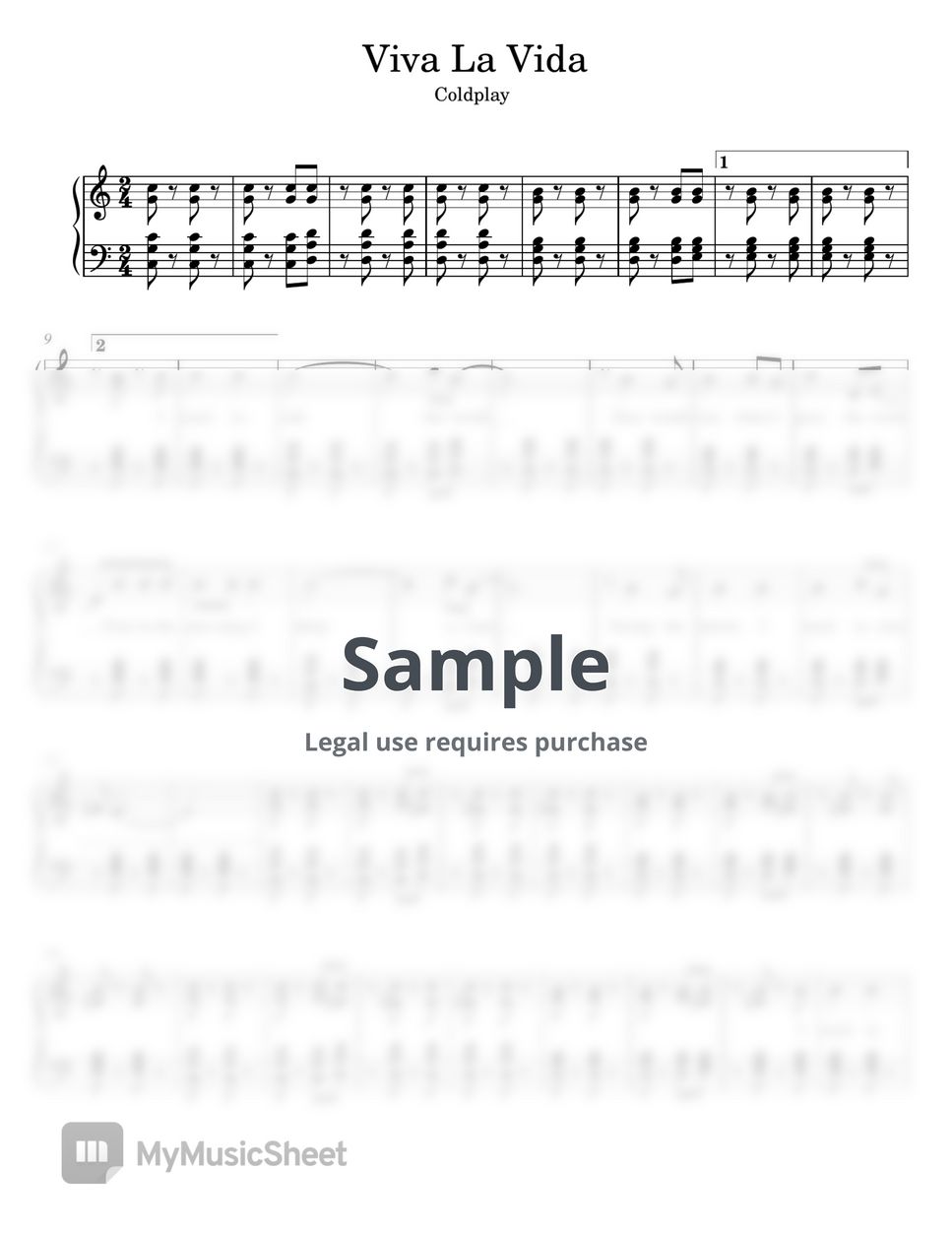 Coldplay - "Viva La Vida" by Coldplay Sheets by Coldplay
