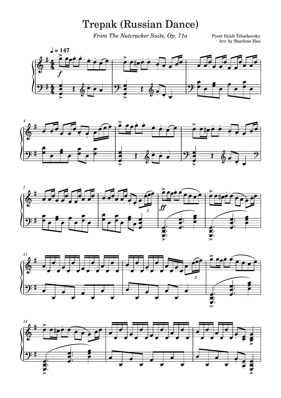 Pyotr Ilyich Tchaikovsky - Trepak (Russian Dance) Sheets by Sharlene Hsu