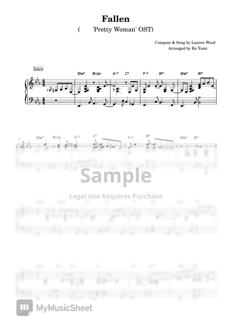 Lauren Wood - Fallen (bossa nova ver.) 楽譜 by KoYumi Music