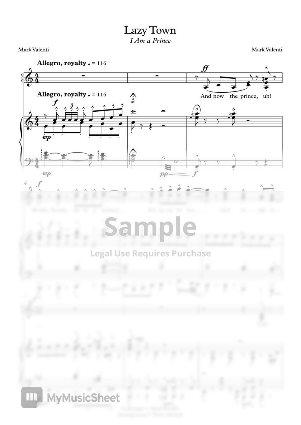 I Am a Prince - LazyTown piano cover Bản nhạc by Petro Melnyk