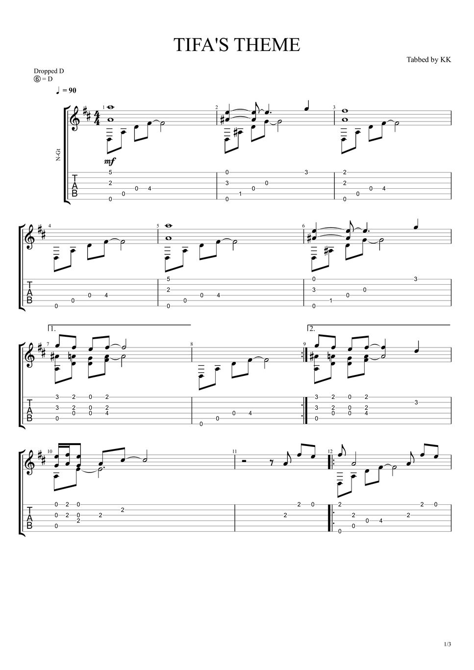 final fantasy 7 - TIFA'S THEME Sheet by KK