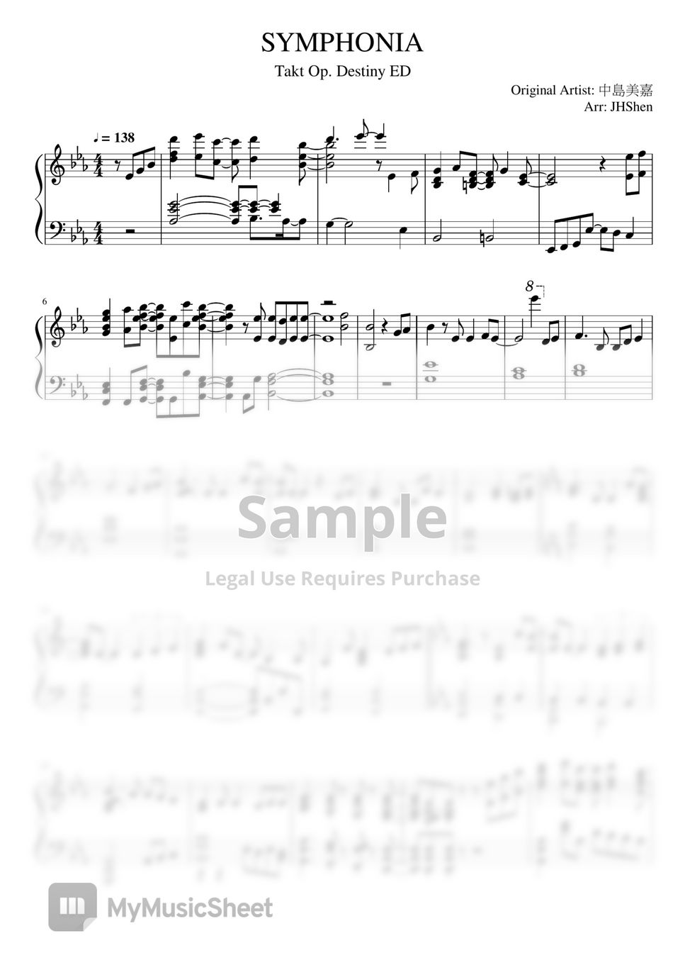 Mika Nakashima - SYMPHONIA Sheets by JHShen