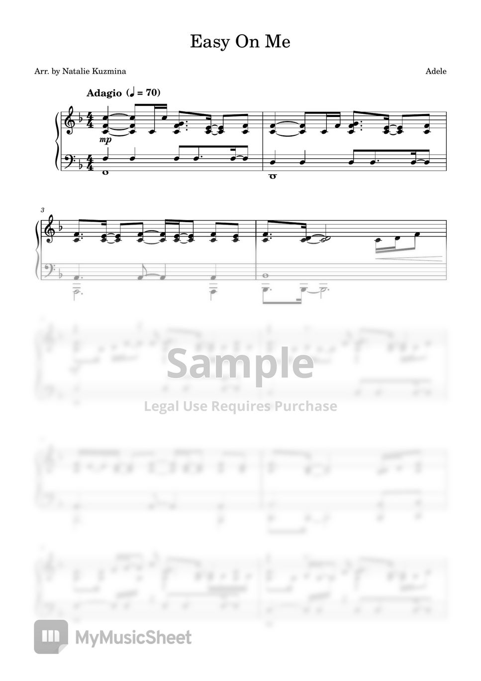 Adele - Easy On Me Sheet by Natalie Kuzmina