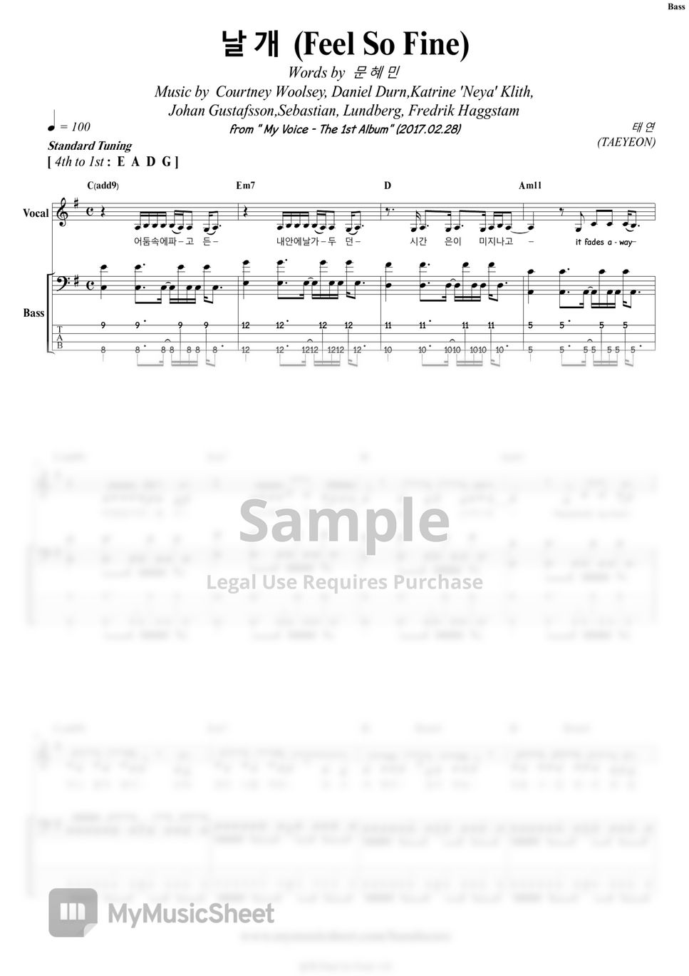 TAEYEON - Feel So Fine | Bass 楽譜