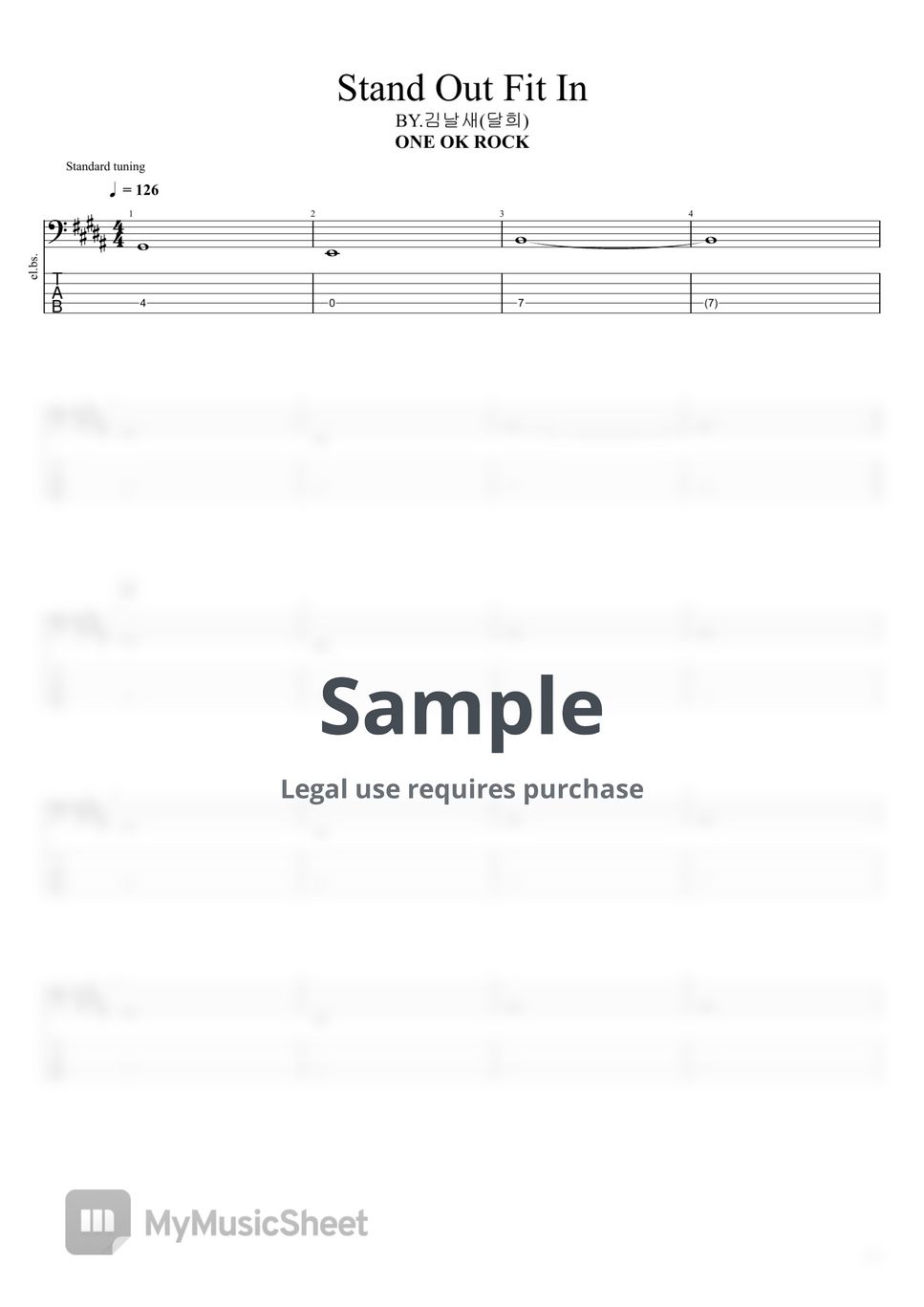 ONE OK ROCK - Stand Out Fit In タブ + 五線譜 by 김날새