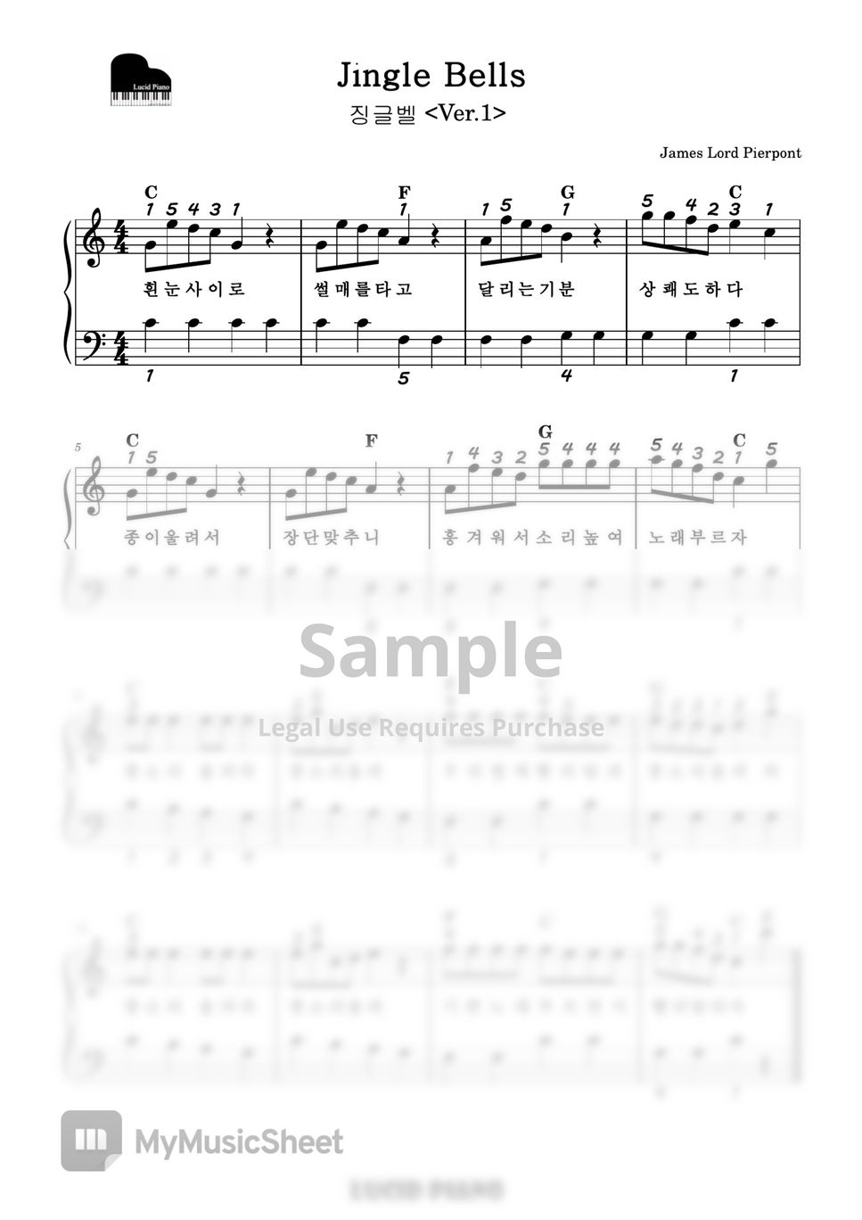 James Pierpont Thomas Olipfant 쉬운 크리스마스 캐롤 Jingle Bells 징글벨