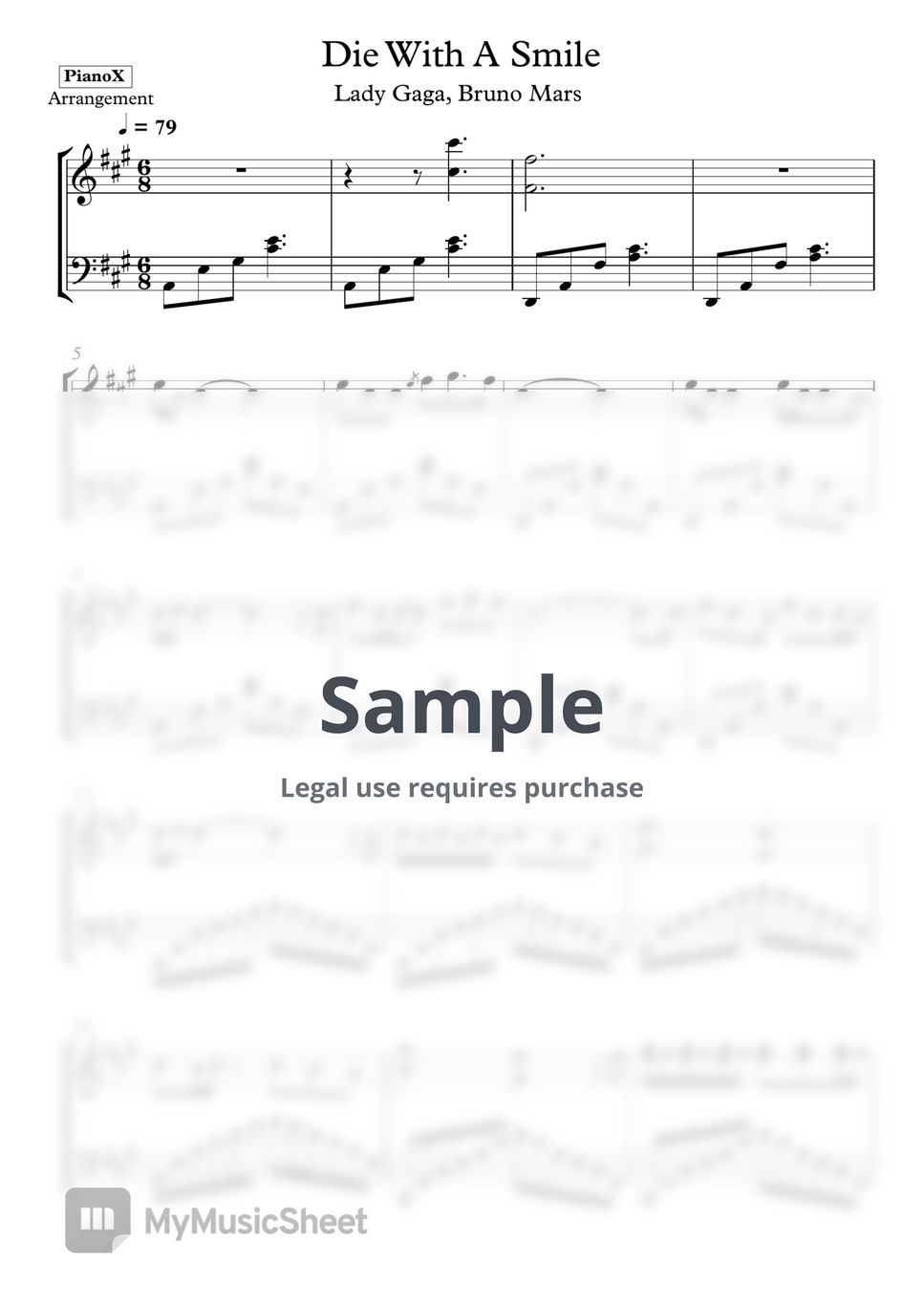 Lady Gaga, Bruno Mars - Die With A Smile Sheet Music by PianoX