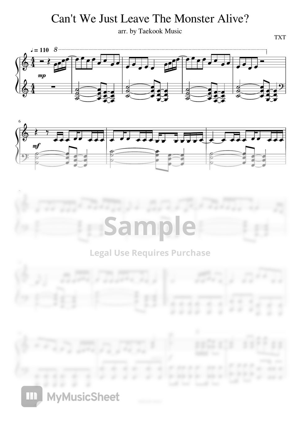 TOMORROW X TOGETHER - Can't We Just Leave The Monster Alive? Sheet ...