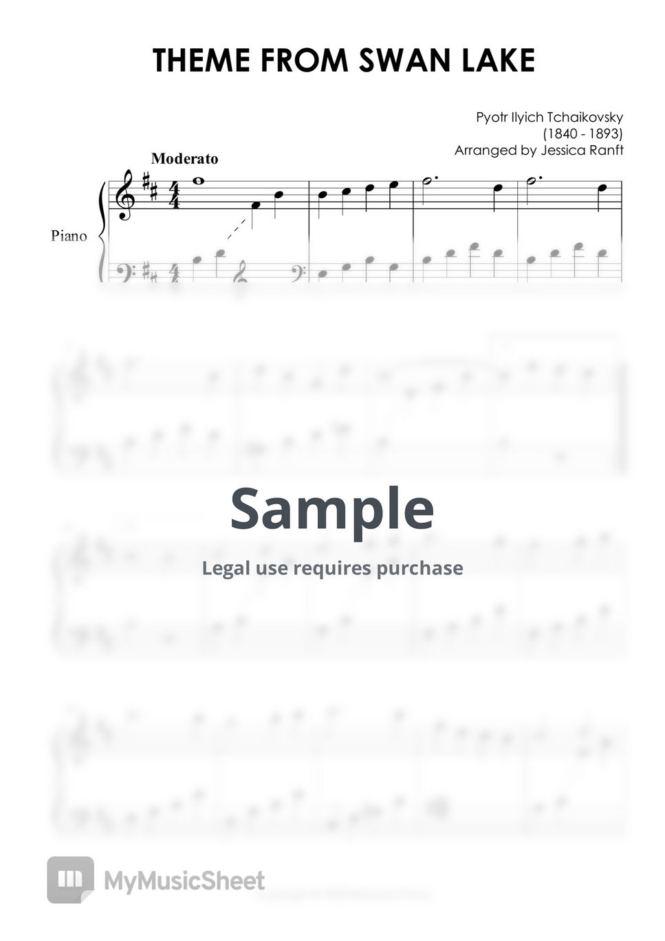 Peter Ilyich Tchaikovsky - Theme from Swan Lake Sheets by Balladial Piano