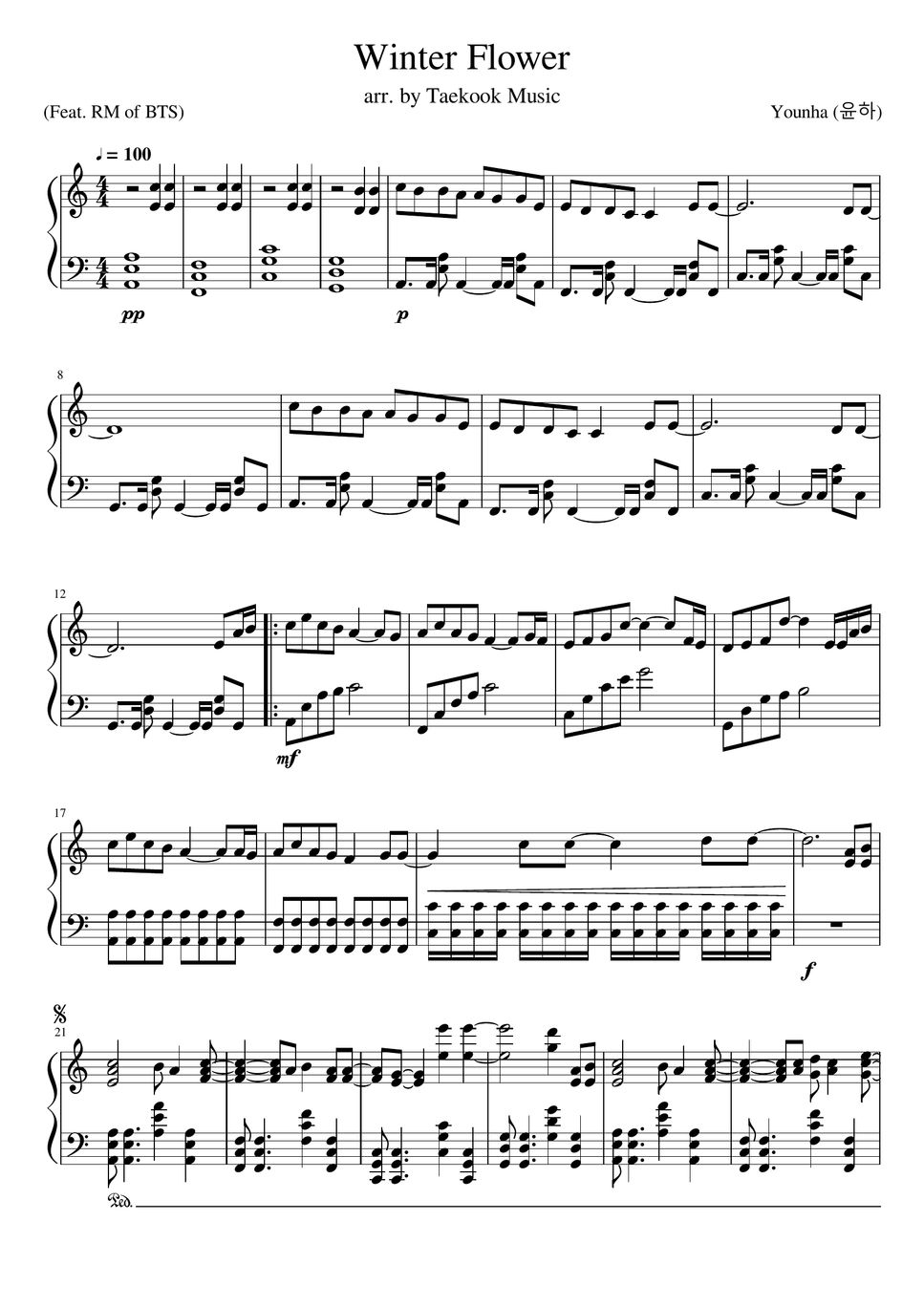 Younha (Feat. RM) - Winter Flower Sheets by TK Music