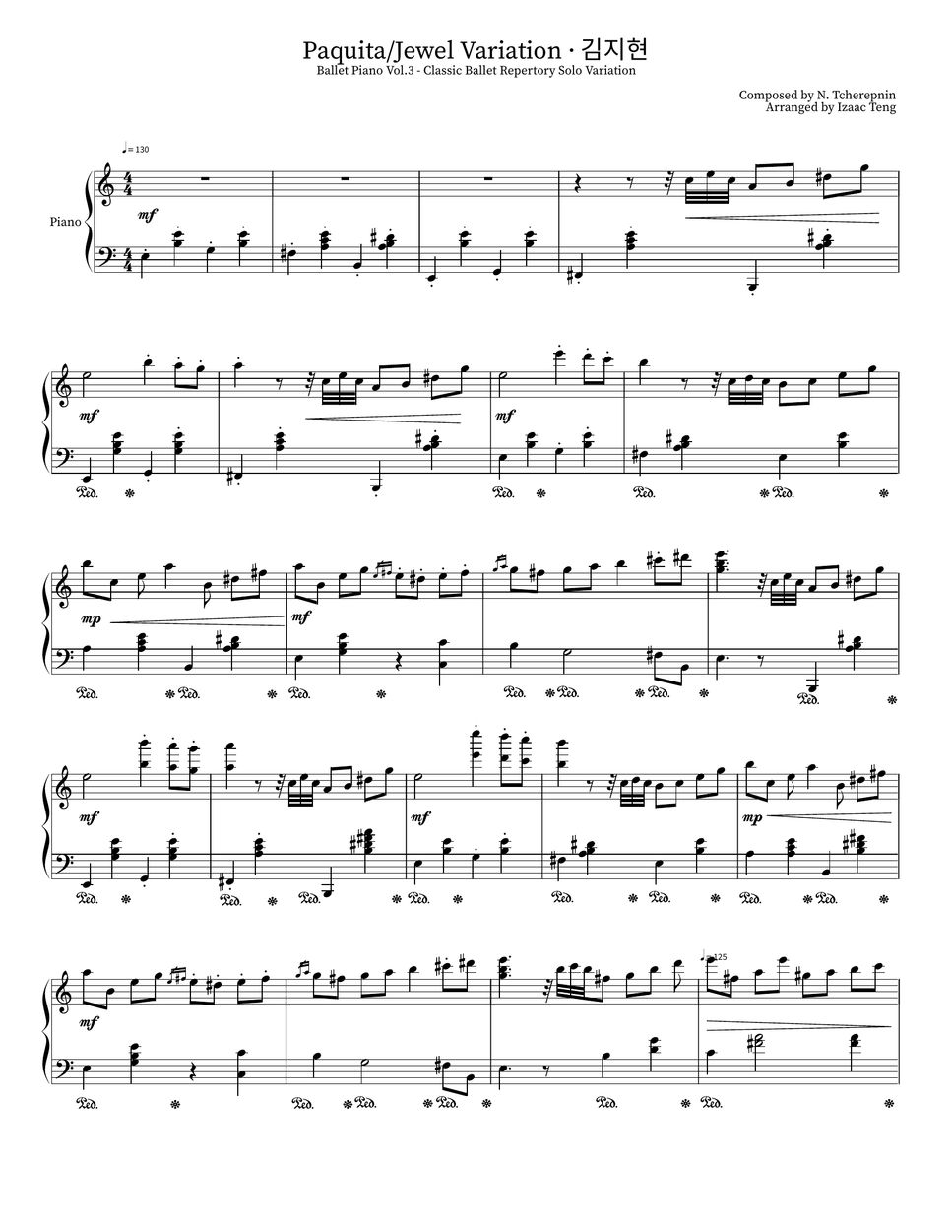 N. Tcherepnin - Paquita Jewel Variation Sheets by Caazi Piano Sheets