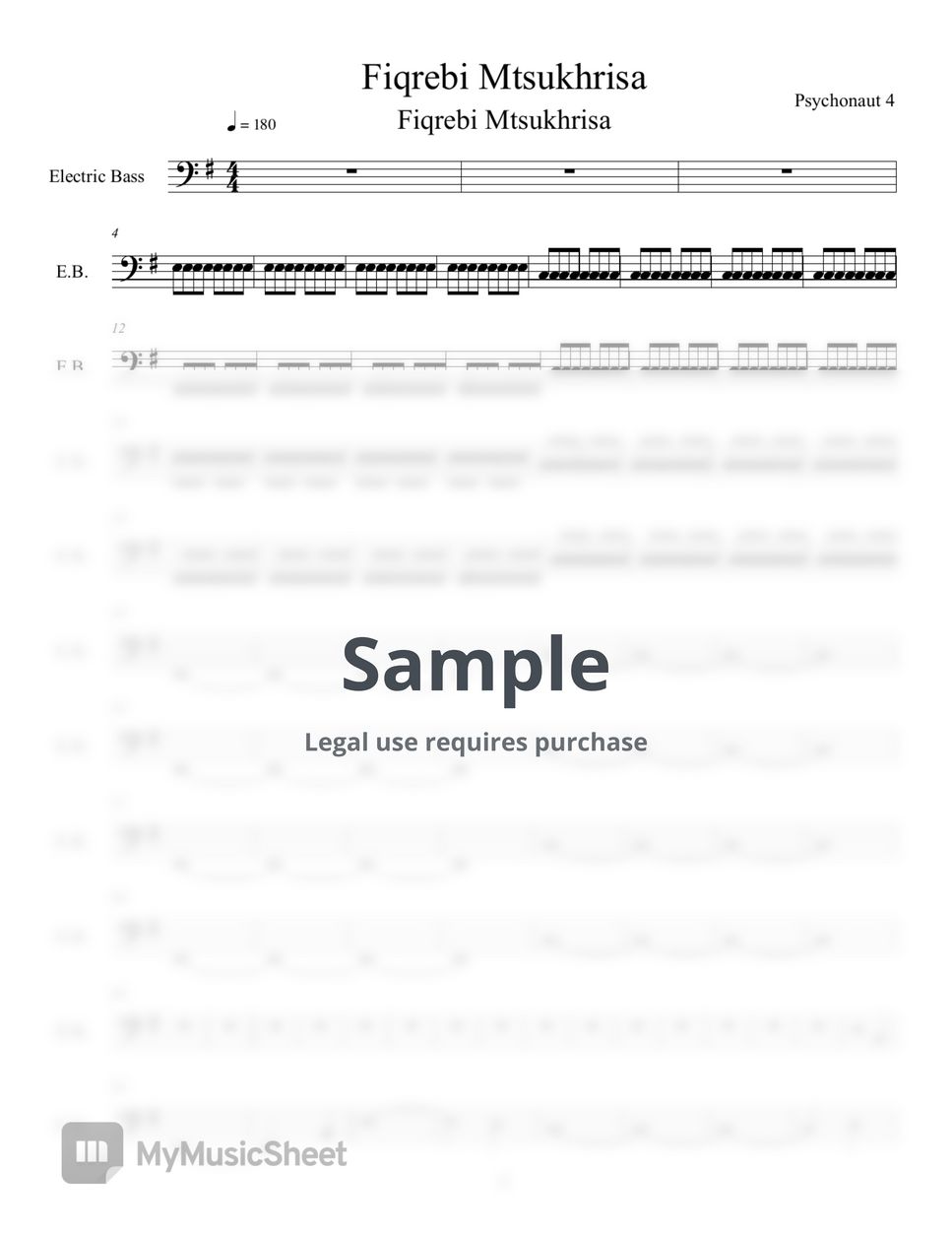 Psychonaut 4 - Fiqrebi Mtsukhrisa Sheet Music by Alex_CM
