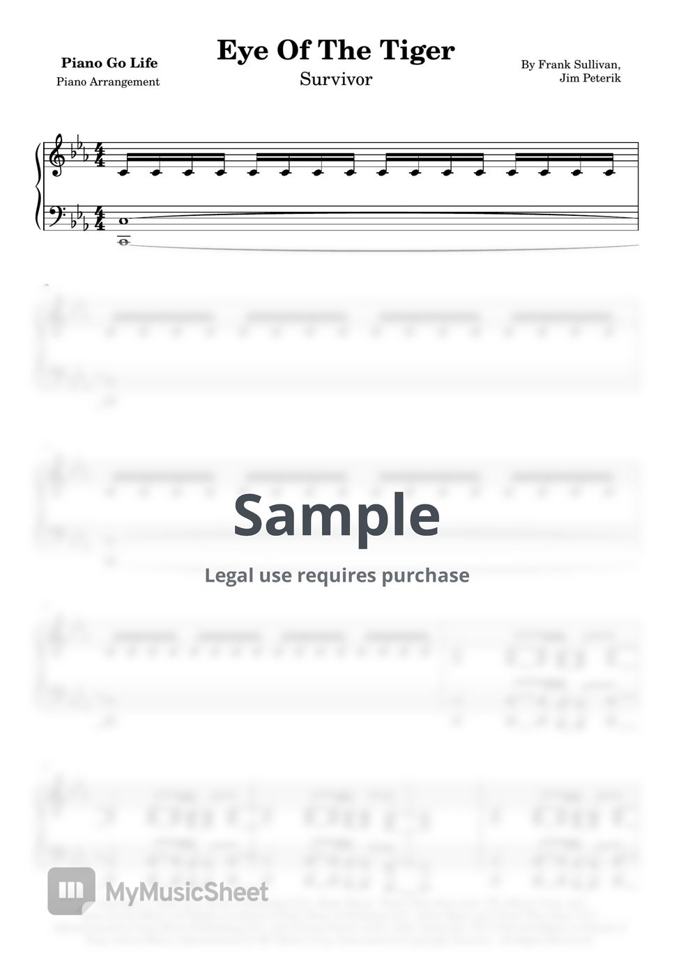 Survivor - Eye Of The Tiger แผ่น by Piano Go Life