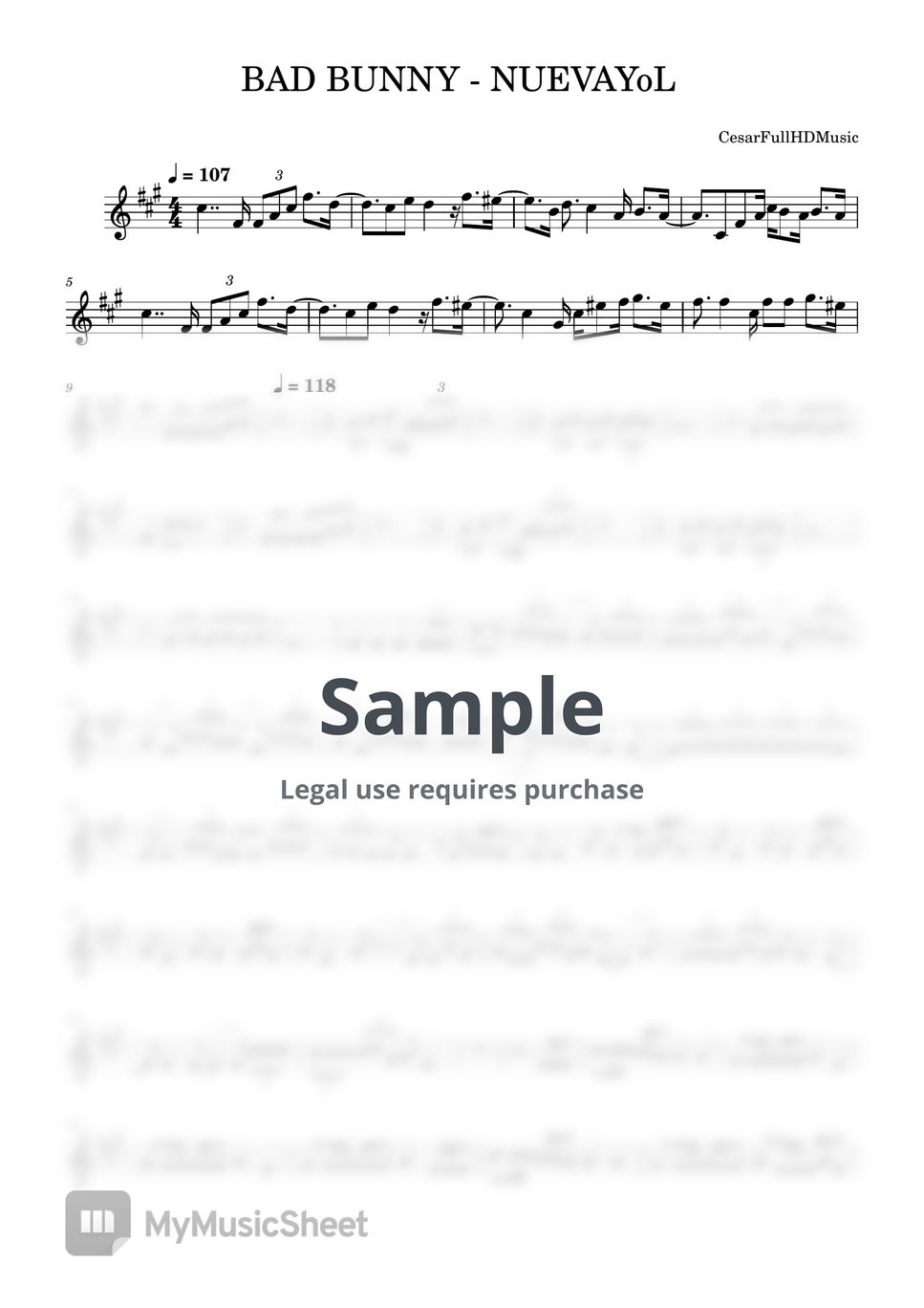 BAD BUNNY - NUEVAYoL Sheet Music