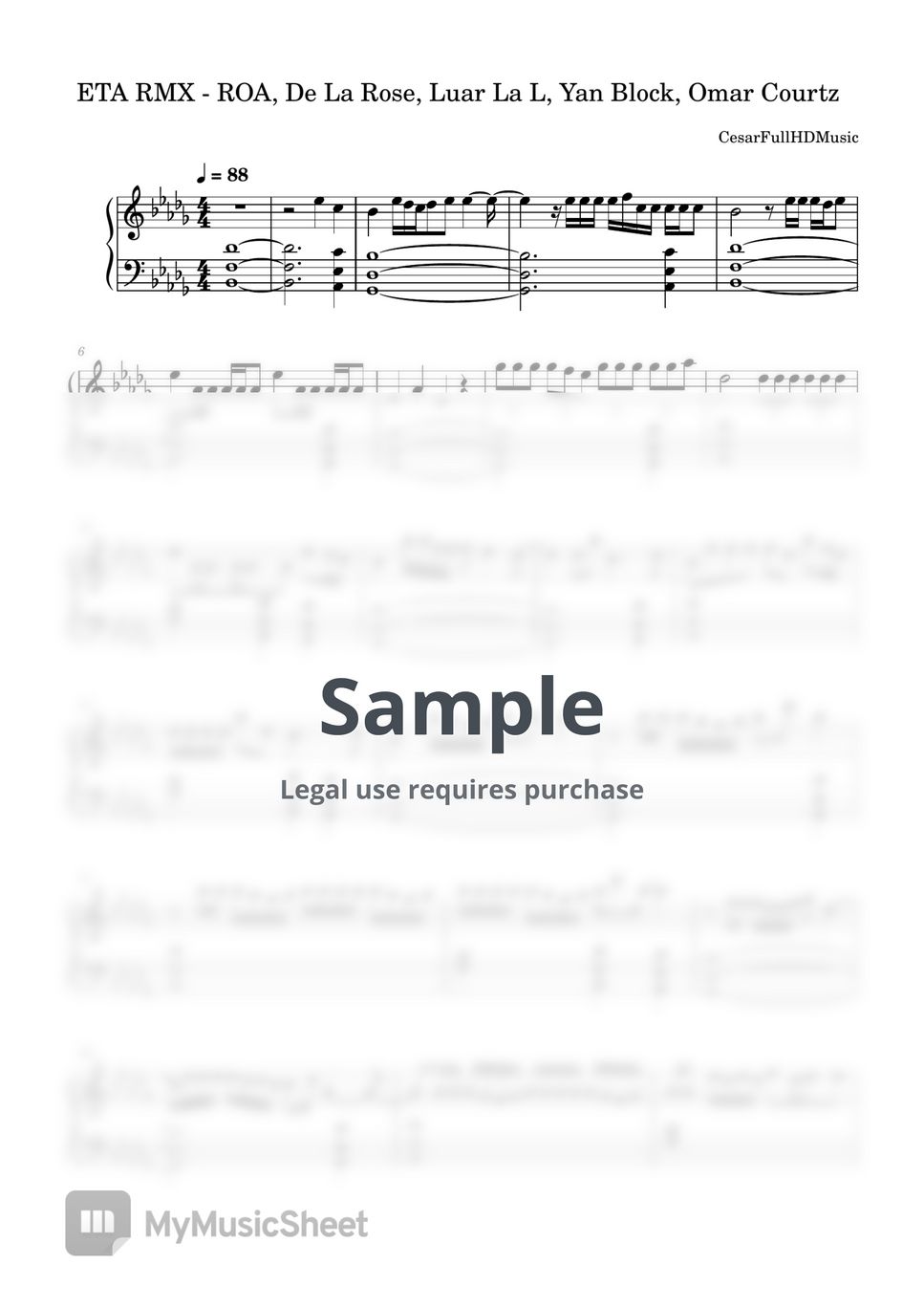 ROA, De La Rose, Luar La L, Yan Block, Omar Courtz - ETA RMX Sheets