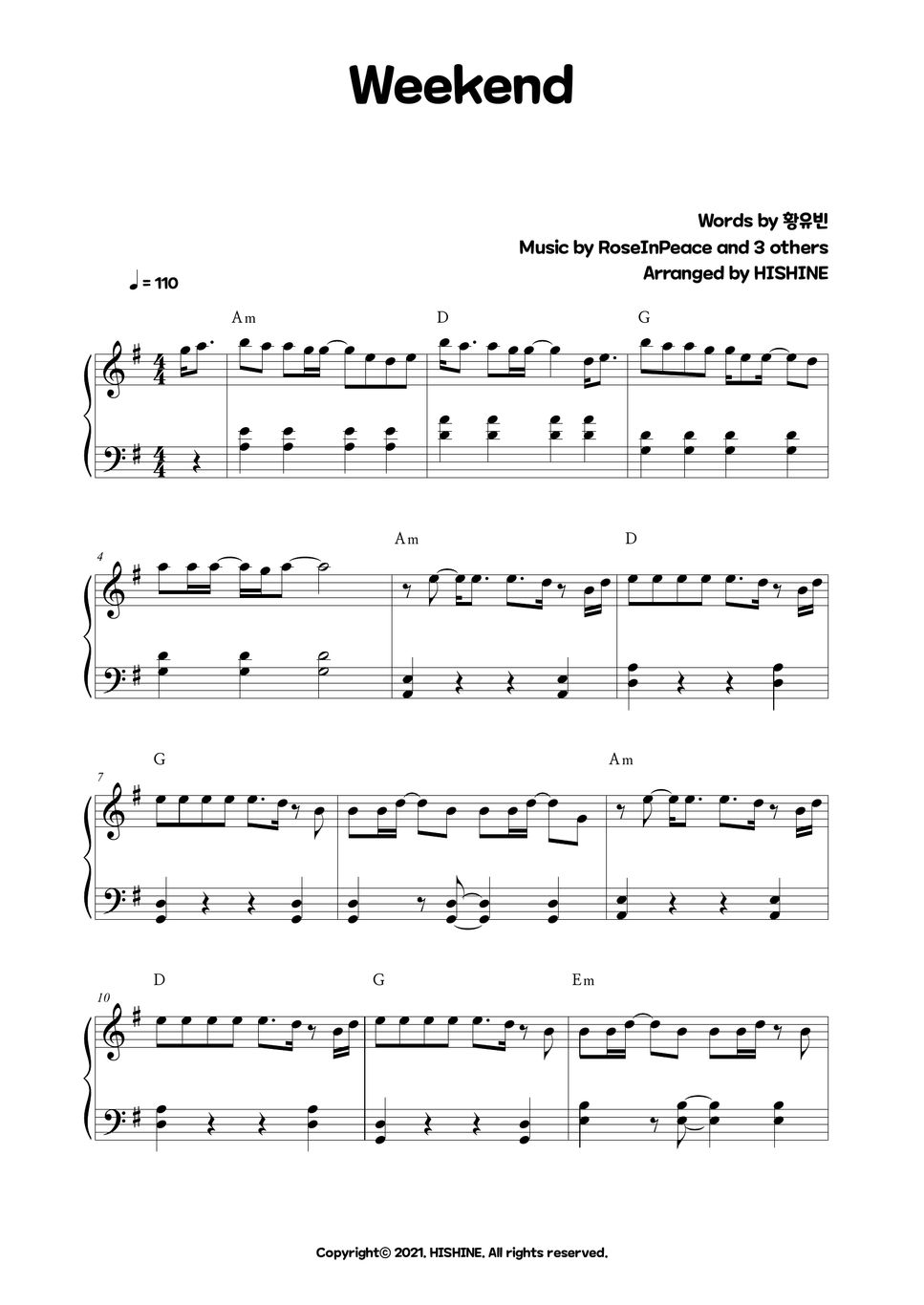 TAEYEON - Weekend Sheet by HISHINE