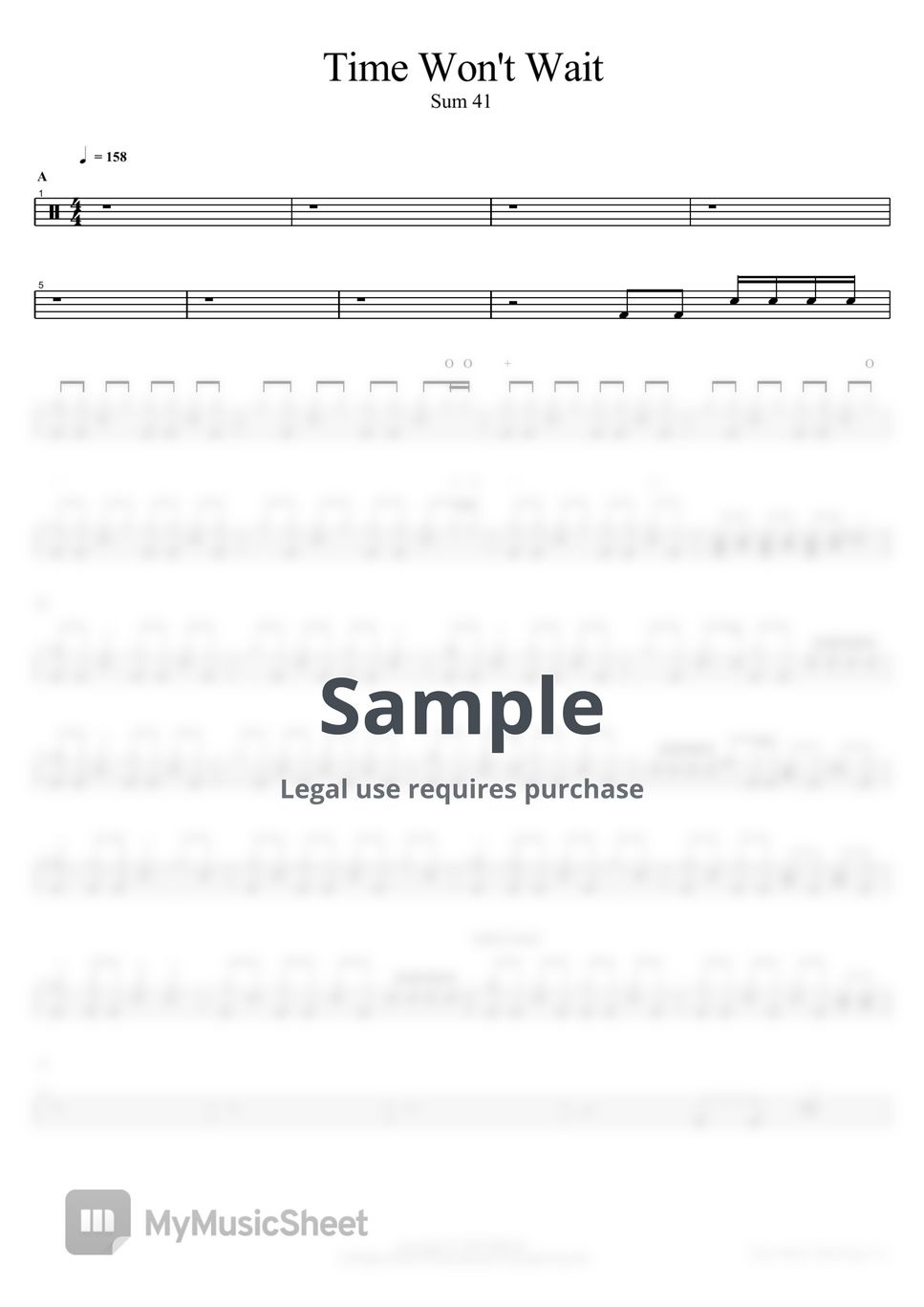 Sum 41 - Time Won't Wait Sheets by COPYDRUM