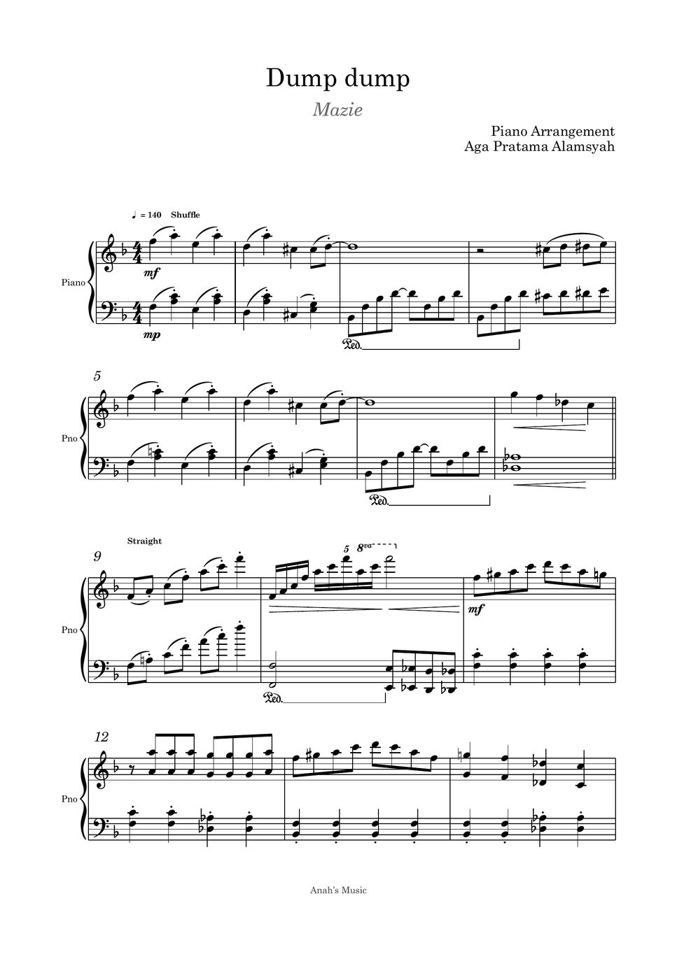 Mazie - Dumb Dumb (Piano solo) Nuty by Aga Pratama Alamsyah